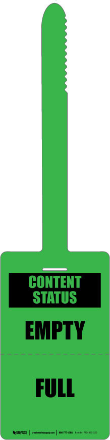 Content Status: Empty/Full Green Self-Locking Tear-Off Tag