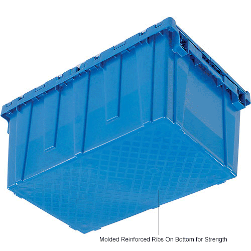 Attached Lid Shipping Container 27-3/16 x 16-5/8 x 12-1/2 Blue with ...
