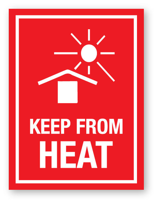 Keep From Heat Red with Icon - Shipping Label | Creative Safety Supply
