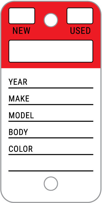 New-Used Red/White - Auto Dealership Key Tags