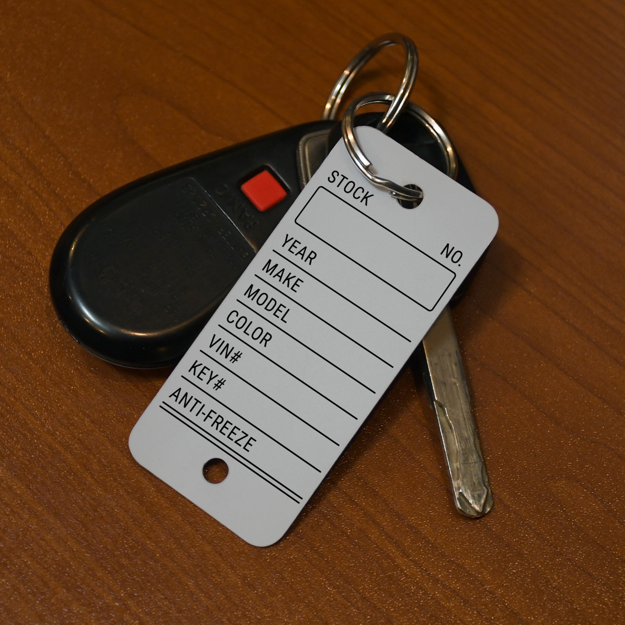 Stock No.-Anti Freeze Gray - Auto Dealership Key Tags | Creative Safety ...