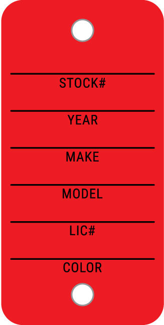 Stock# Red - Auto Dealership Key Tags | Creative Safety Supply