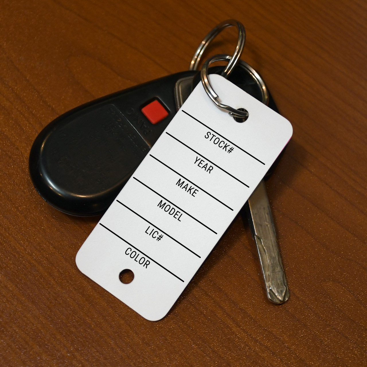 Stock# White - Auto Dealership Key Tags