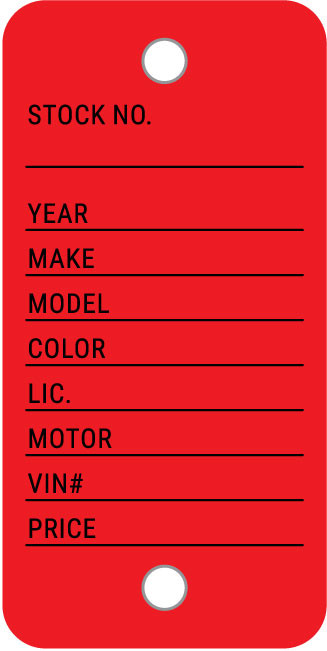 Stock-No. Red - Auto Dealership Key Tags