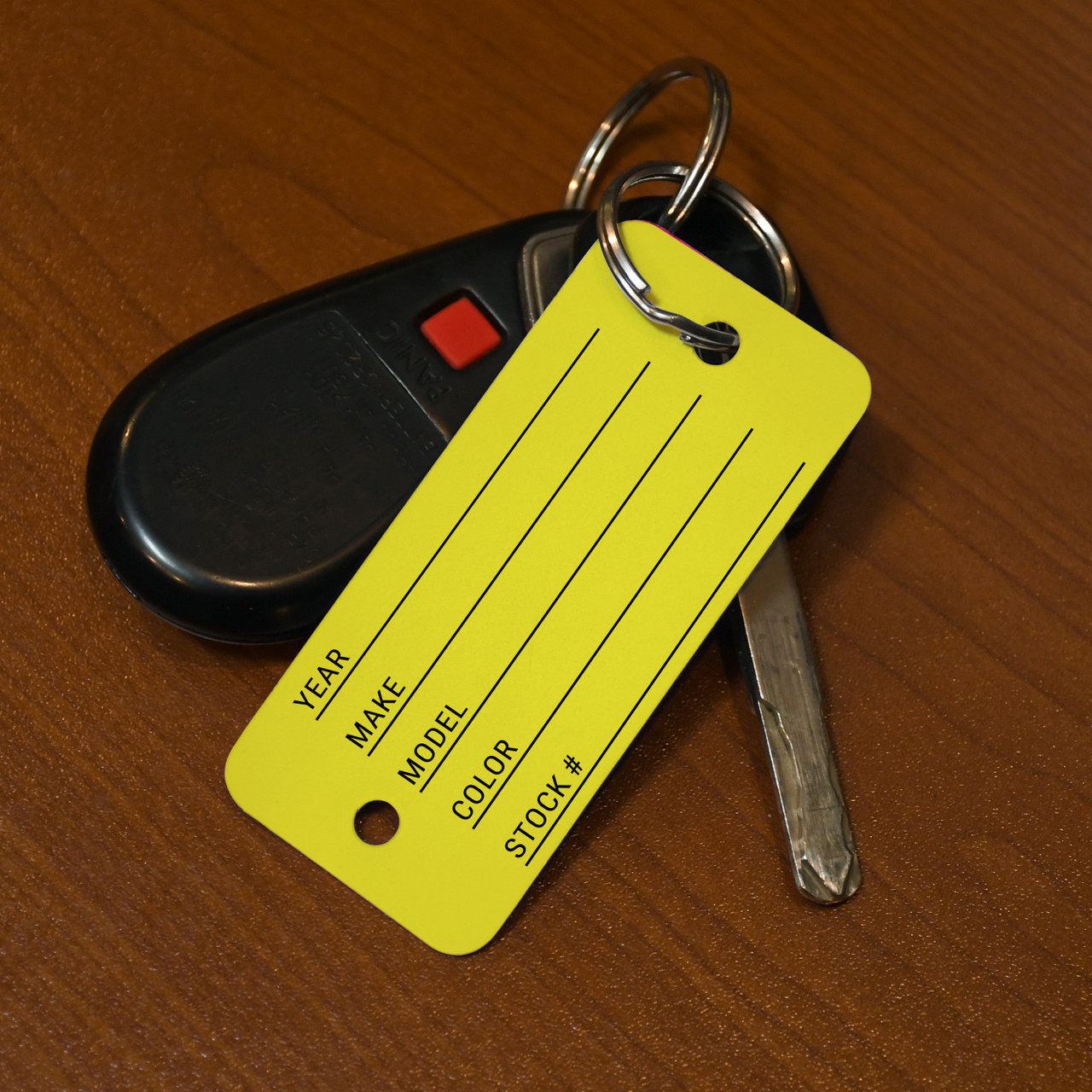 Year-Make-Model Landscape Yellow - Auto Dealership Key Tags