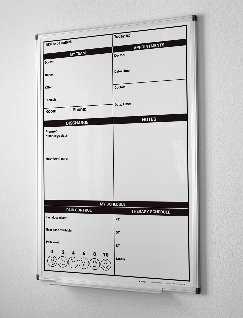Pain Control V2 Portrait Whiteboard | Creative Safety Supply