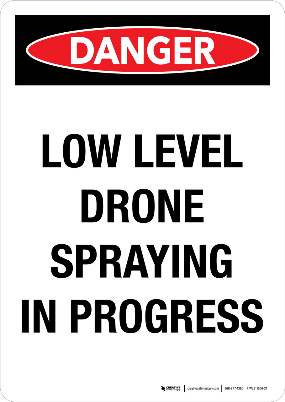 Danger: Low Level Drone Spraying In Progress Portrait - Wall Sign ...