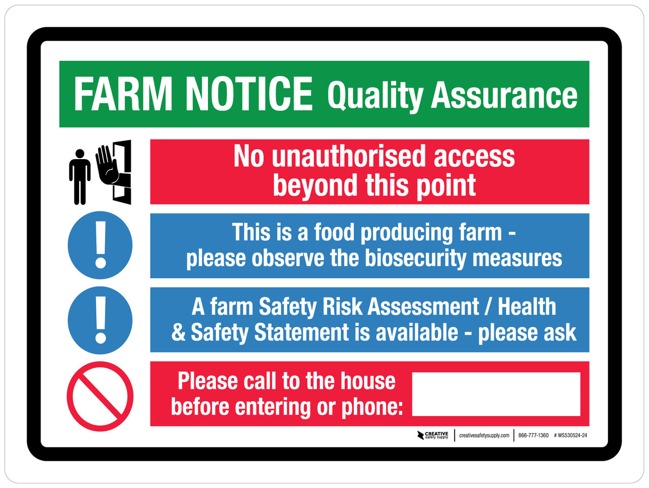 Farm Notice Quality Assurance (No Unauthorised Access, Observe ...