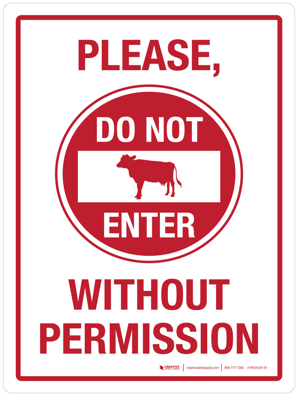 Please Do Not Enter Without Permission with Icon Portrait - Wall Sign ...