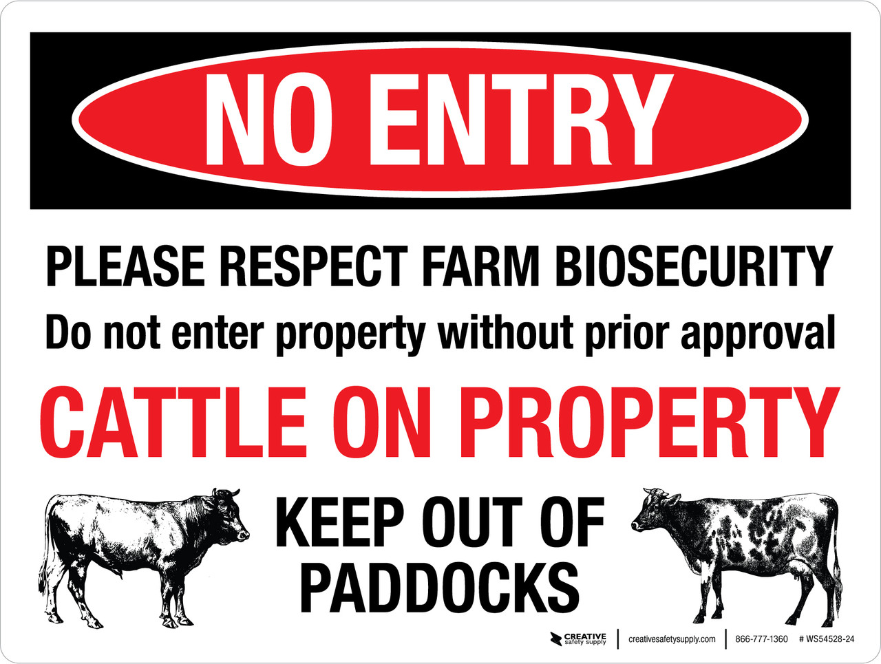 No Entry - Please Respect Farm Biosecurity Landscape - Wall Sign ...