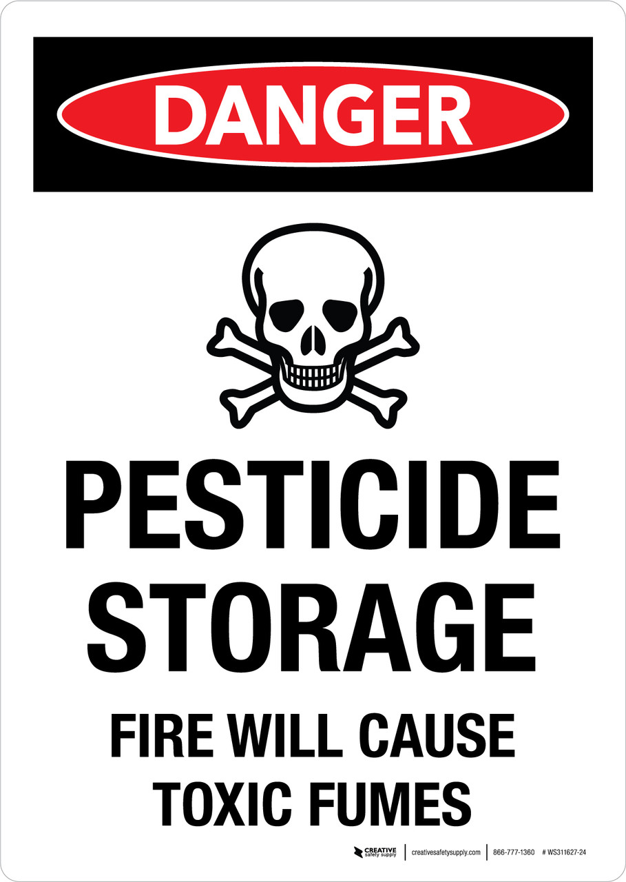 Danger: Pesticide Storage Fire Will Cause Toxic Fumes Portrait - Wall ...