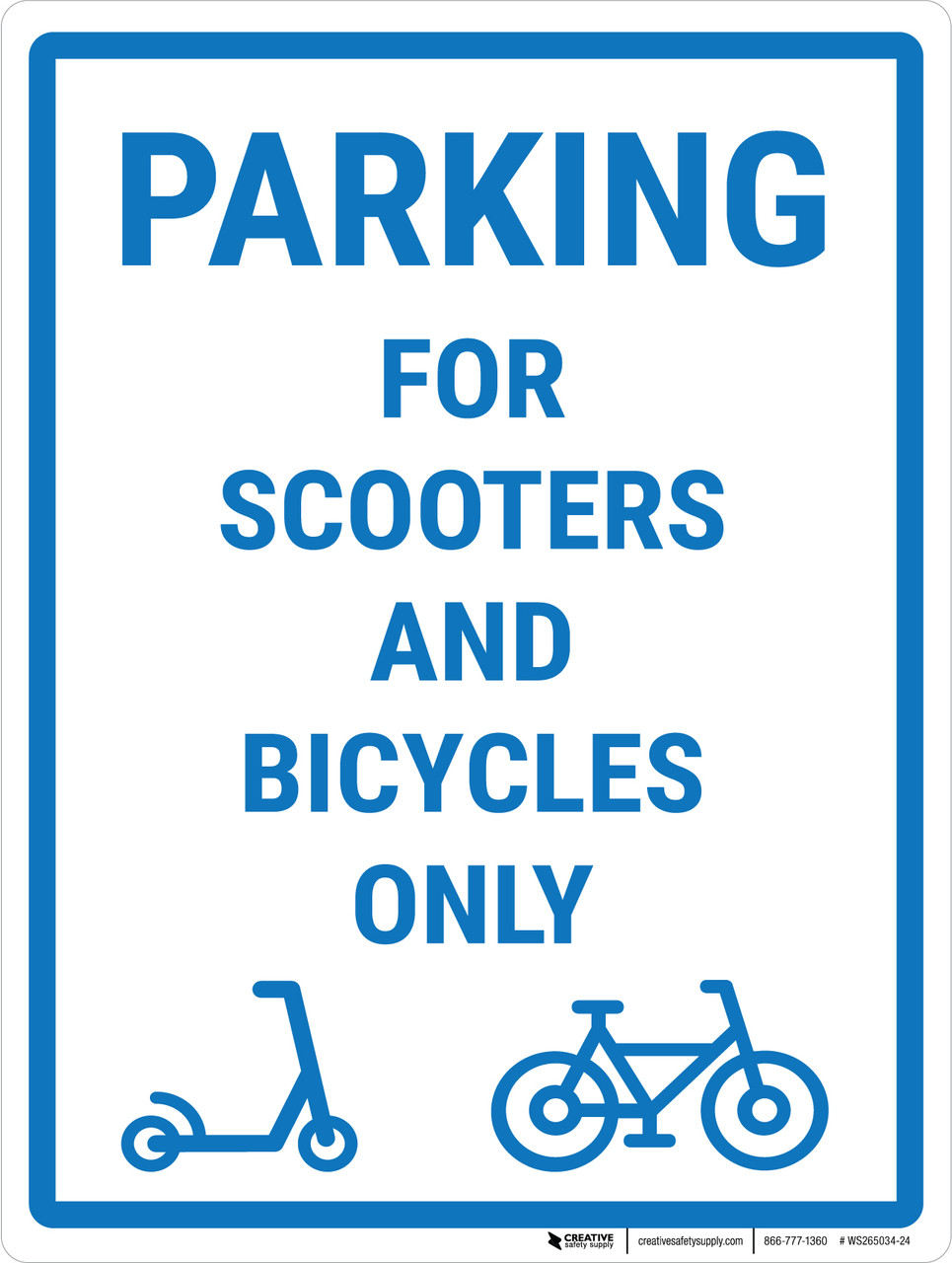 Parking For Scooters and Bicycles Only Portrait - Wall Sign | Creative ...