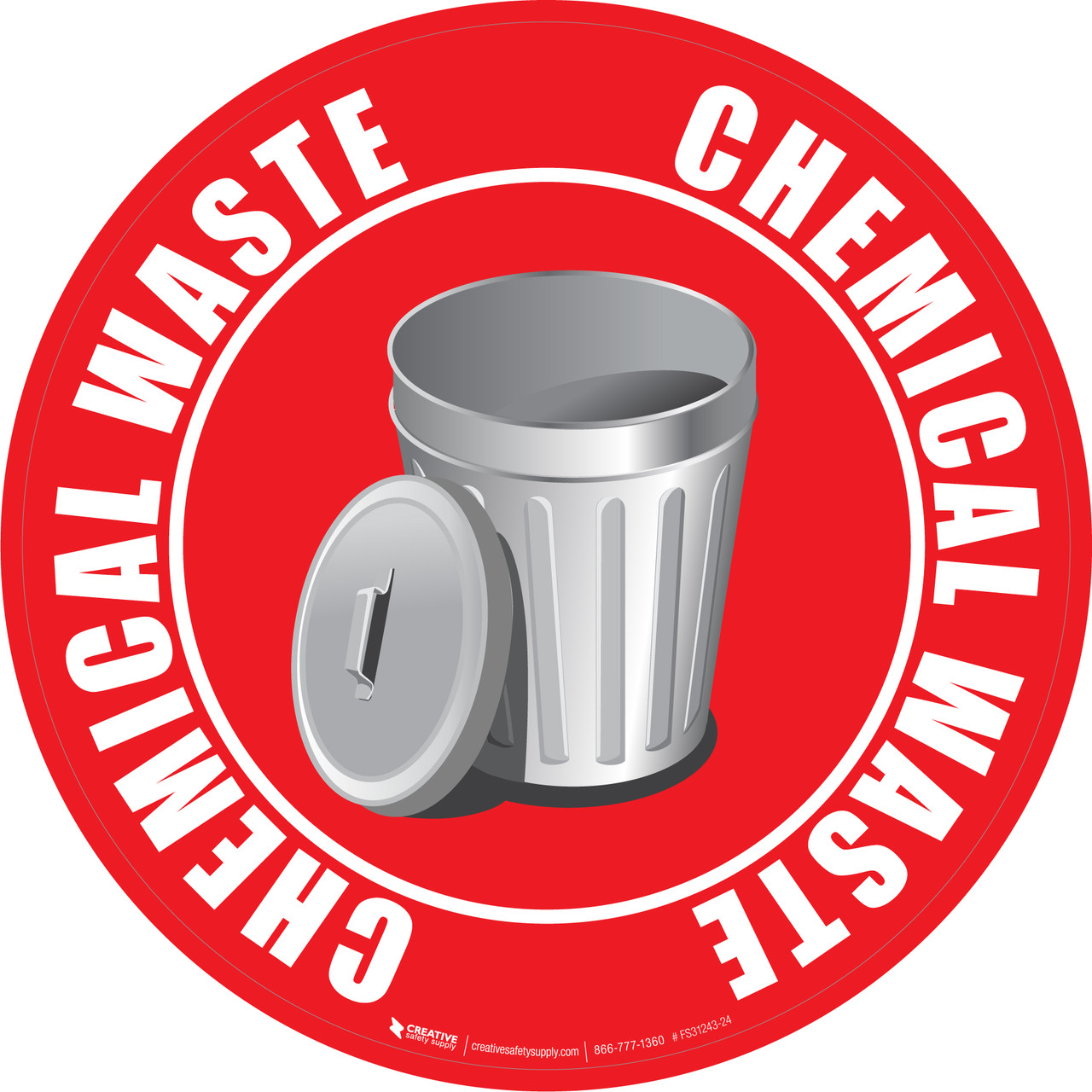 Chemical Waste Icon Red Circular - Floor Sign