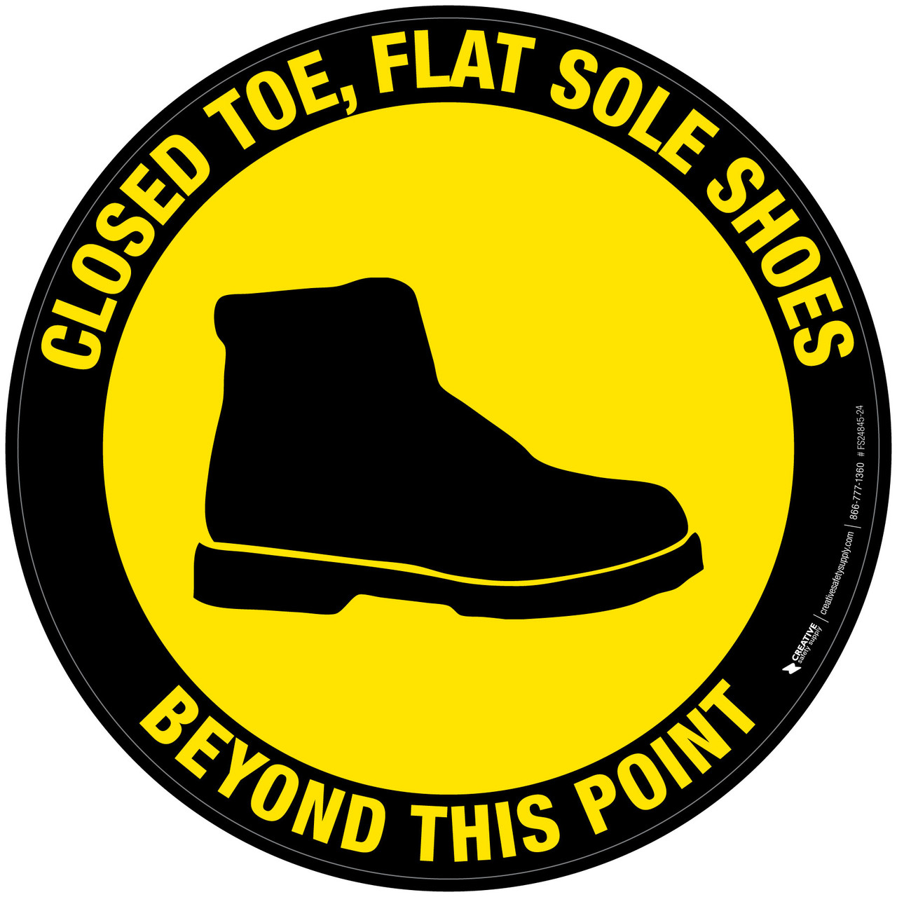 Closed Toe Flat Sole Shoes Beyond This Point with Shoe Icon Circular ...