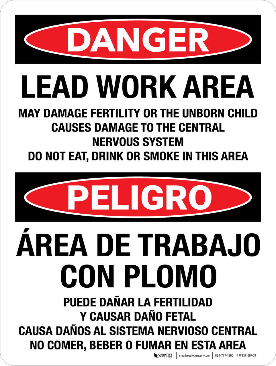 Danger: Lead Work Area May Damage Fertility Or The Unborn Child Causes ...