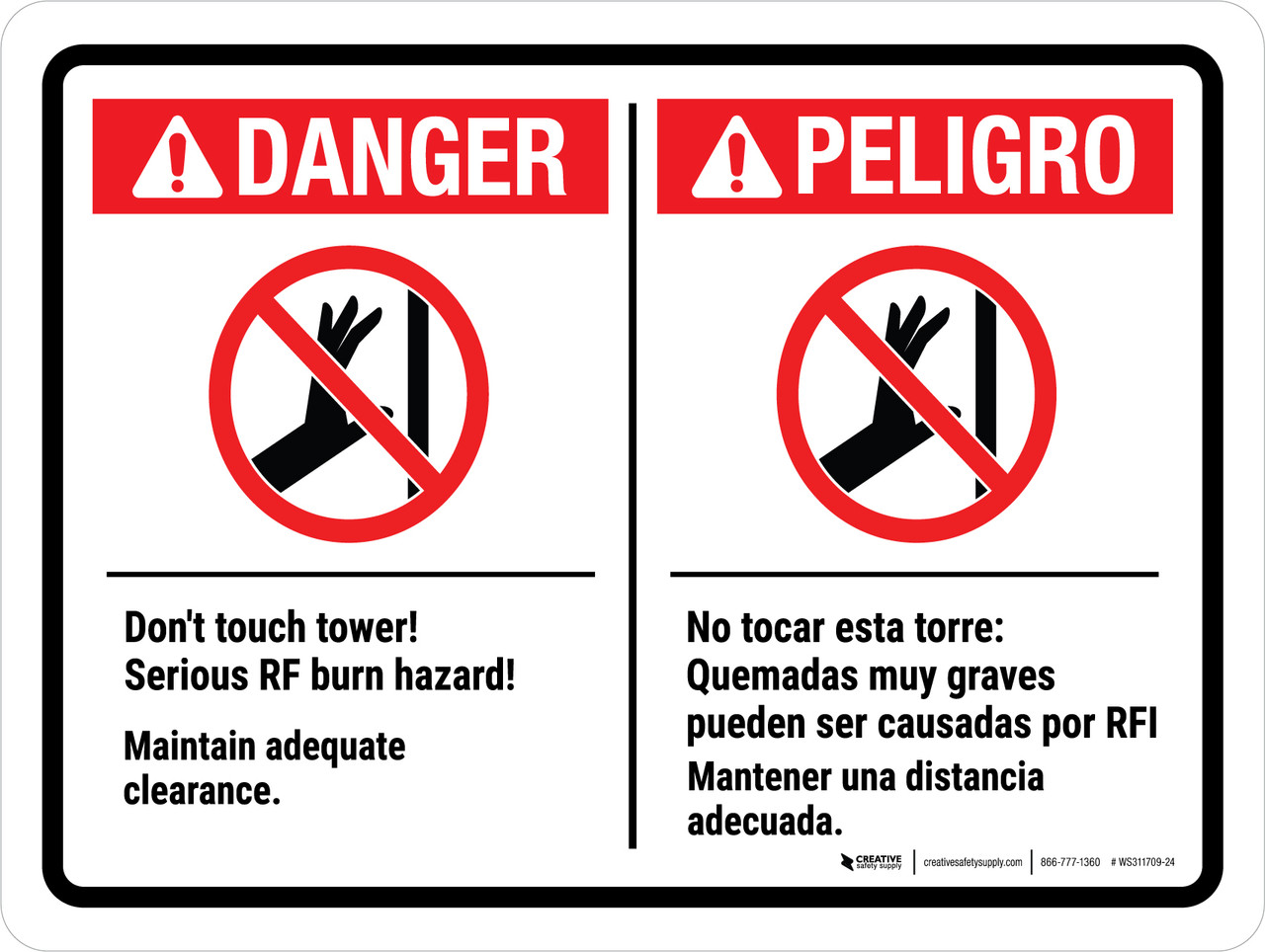 Danger: Don't Touch Tower Serious RF Burn Hazard Maintain Adequate ...