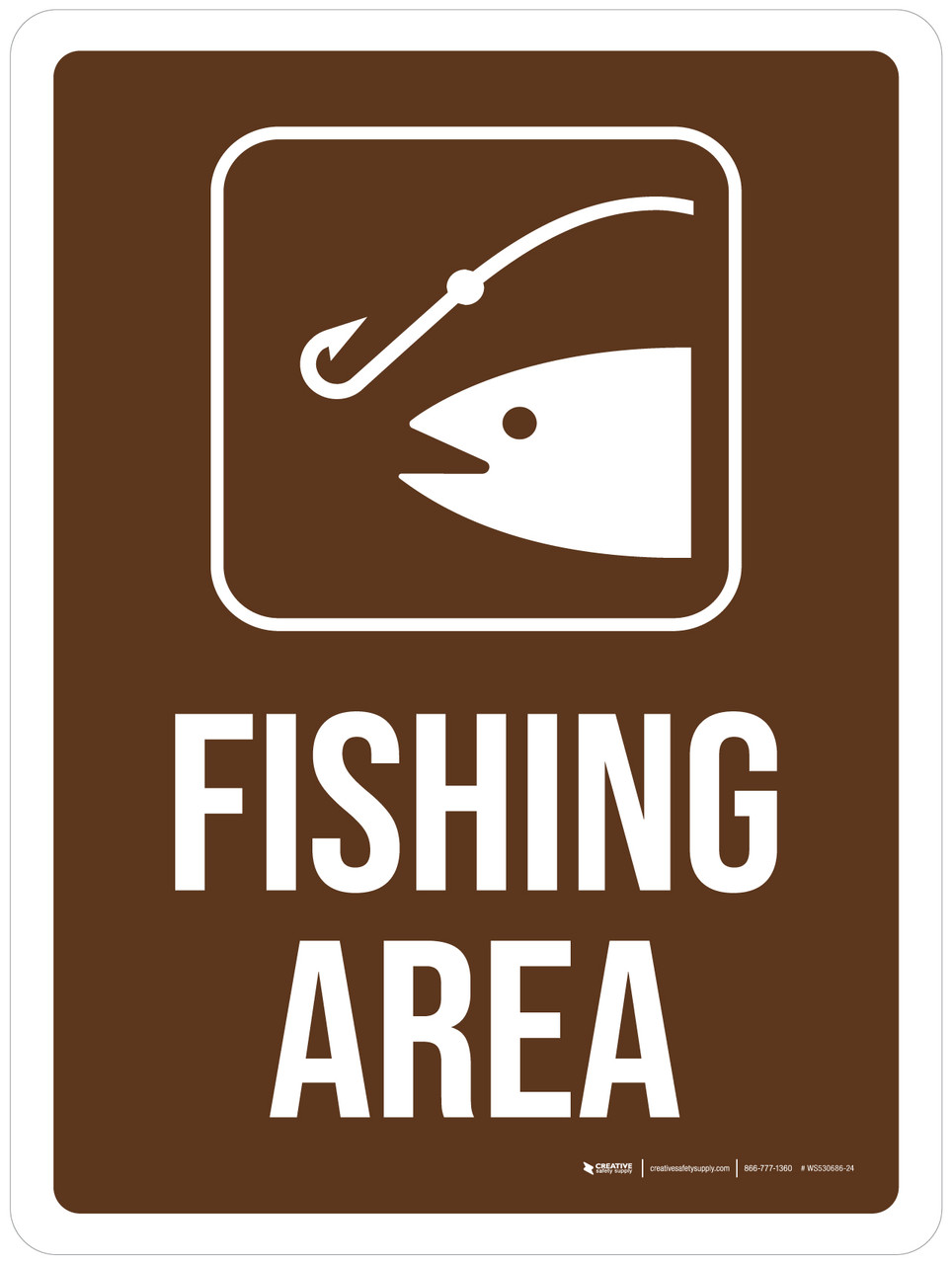 Fishing Area Brown with Icon Portrait - Wall Sign