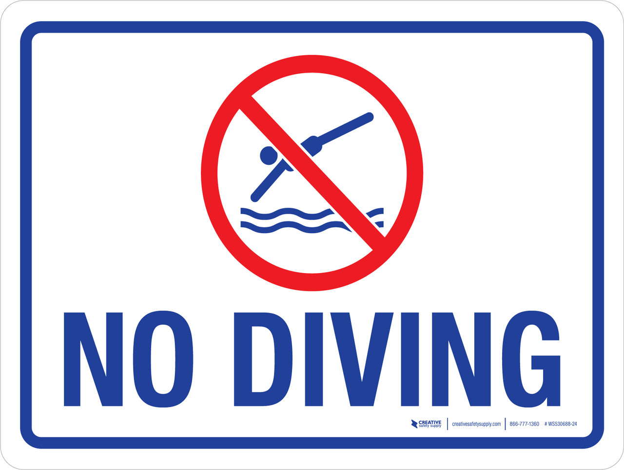 No Diving with Icon Landscape - Wall Sign