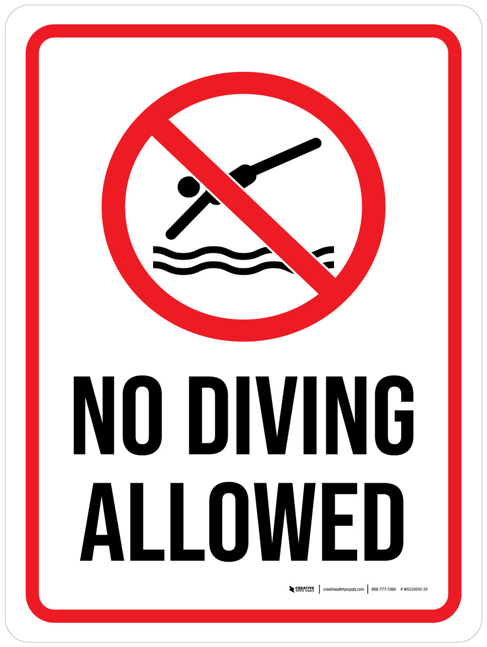 No Diving Allowed with Icon Portrait - Wall Sign | Creative Safety Supply