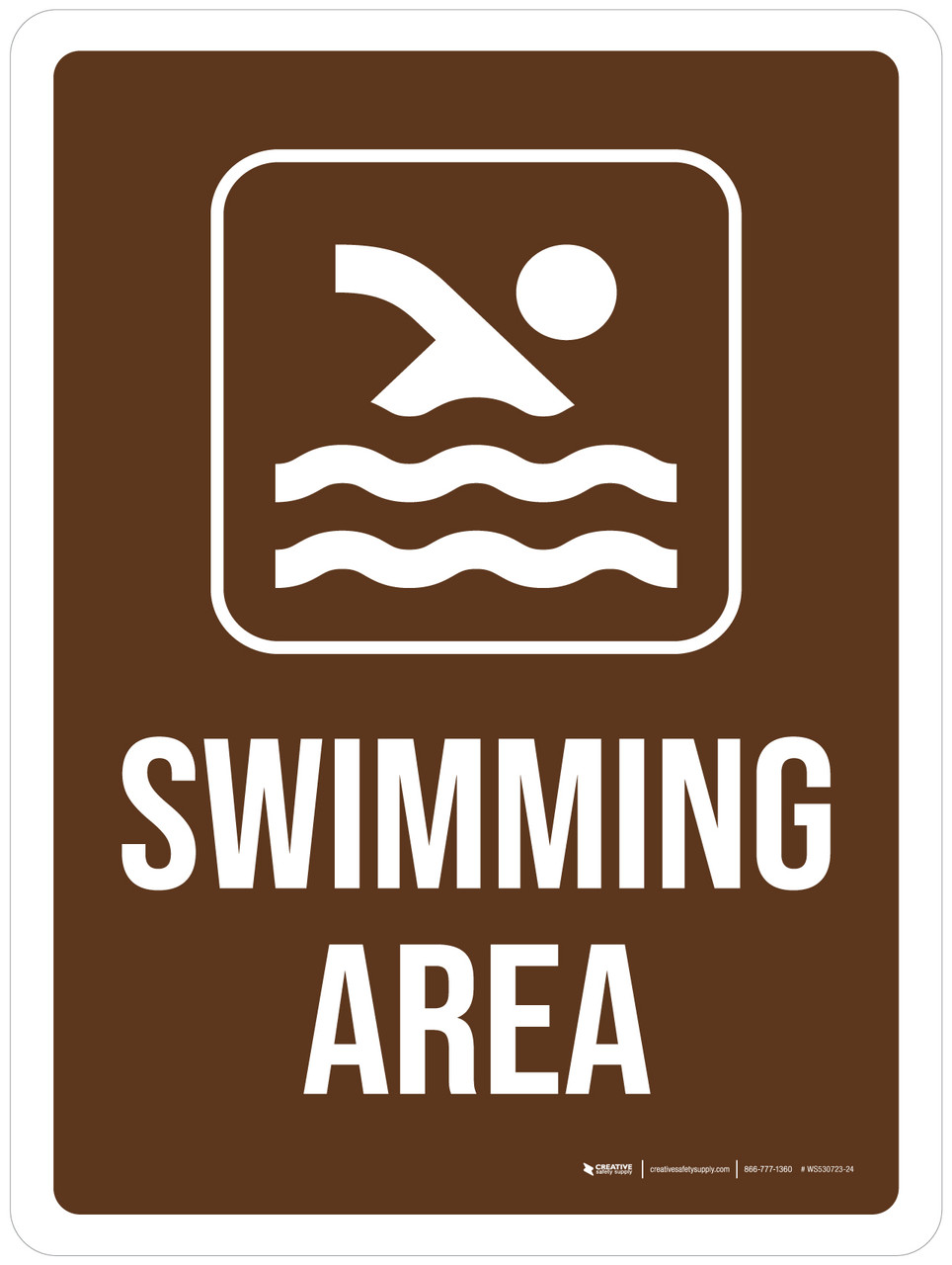 Swimming Area Brown with Icon Portrait - Wall Sign