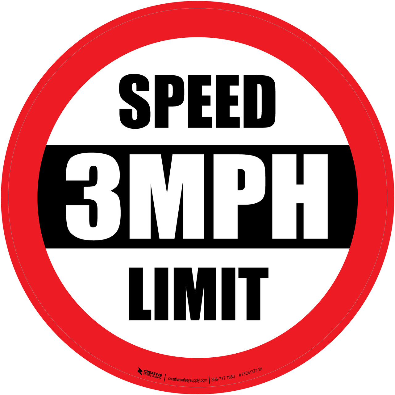 Speed Limit 3 mph Red Circular - Floor Sign