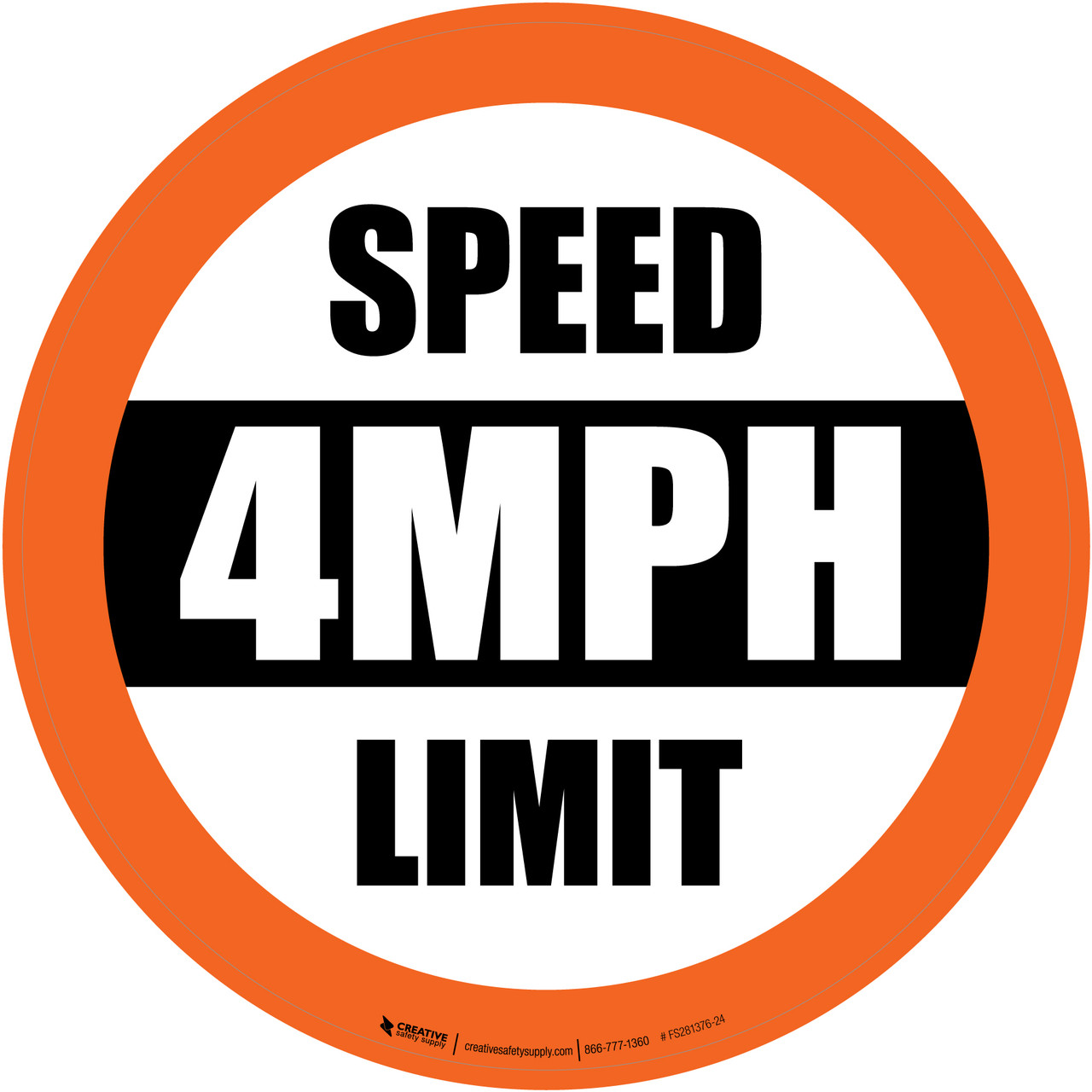 Speed Limit 4 mph Orange Circular - Floor Sign