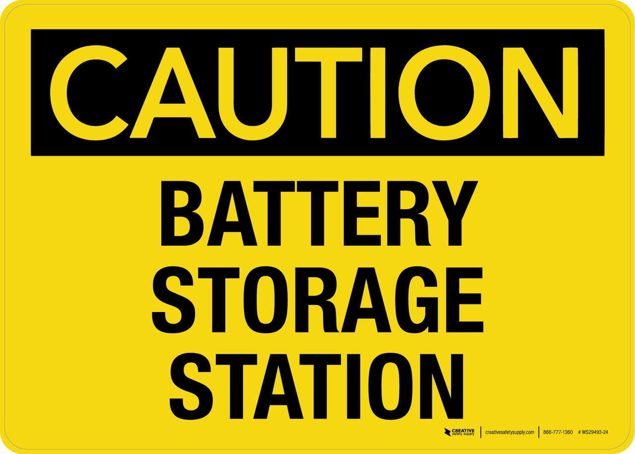 Caution: Battery Storage Station Landscape - Wall Sign