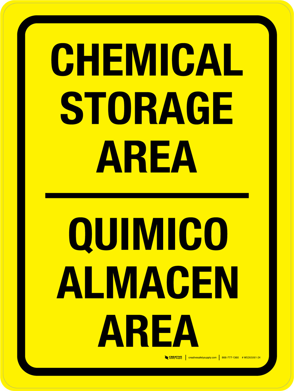 Chemical Storage Area Bilingual Portrait - Wall Sign | Creative Safety ...