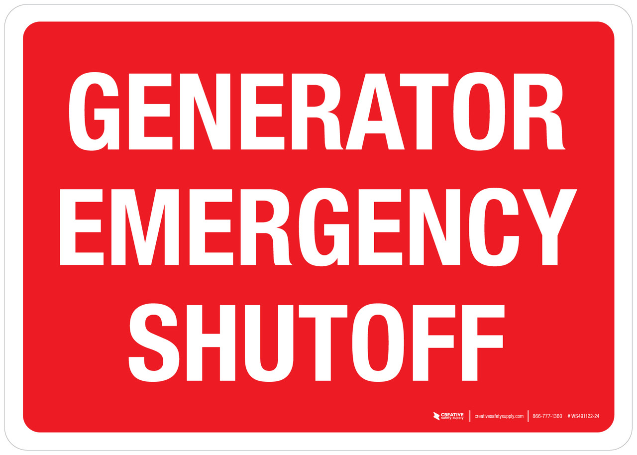 Generator Emergency Shutoff Red Landscape - Wall Sign