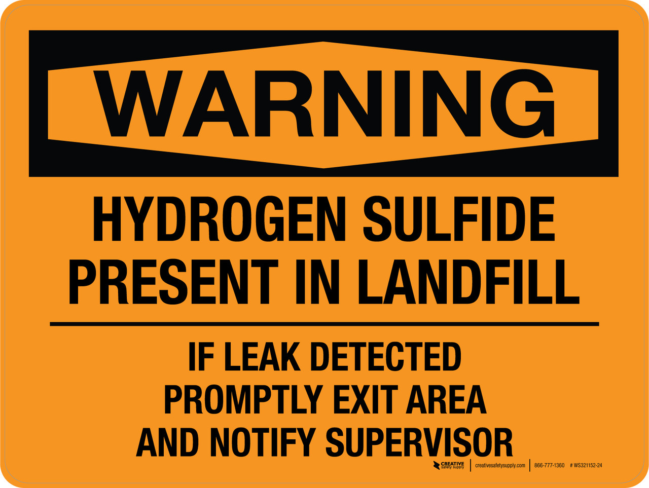 Warning: Hydrogen Sulfide Present In Landfill Landscape - Wall Sign ...