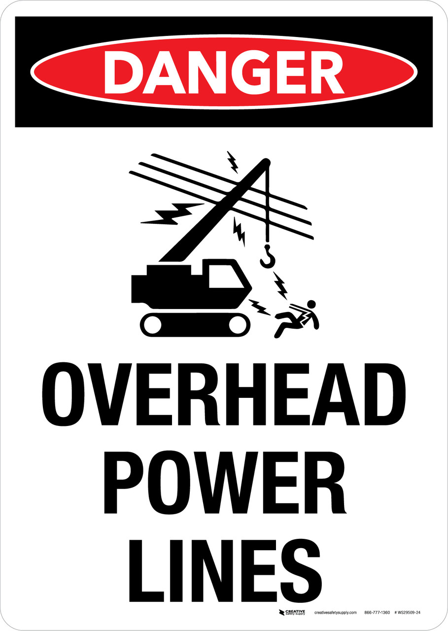 Danger: Overhead Power Lines with Icon Portrait - Wall Sign | Creative ...