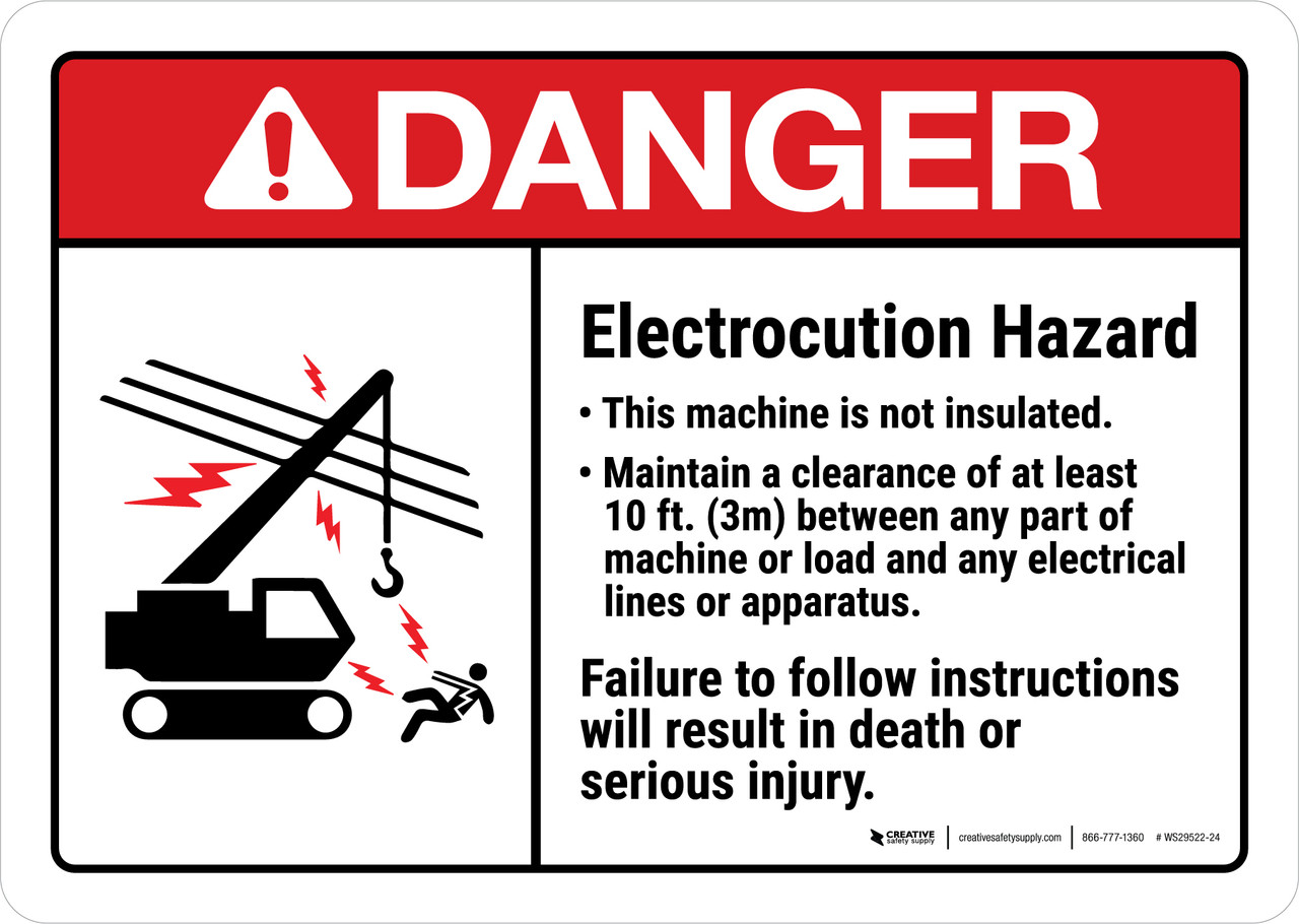 Danger: Electrocution Hazard This Machine Is Not Insulated ANSI ...