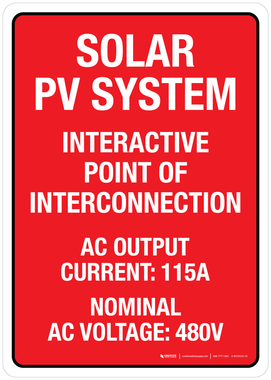Solar PV System Interactive Point Of Interconnection Red Portrait ...