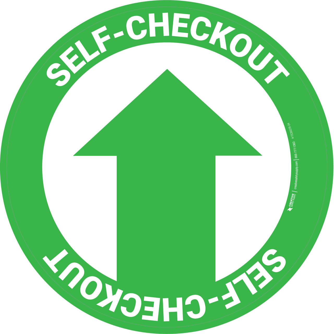 Self-Checkout Green-White Circular - Floor Sign | Creative Safety Supply