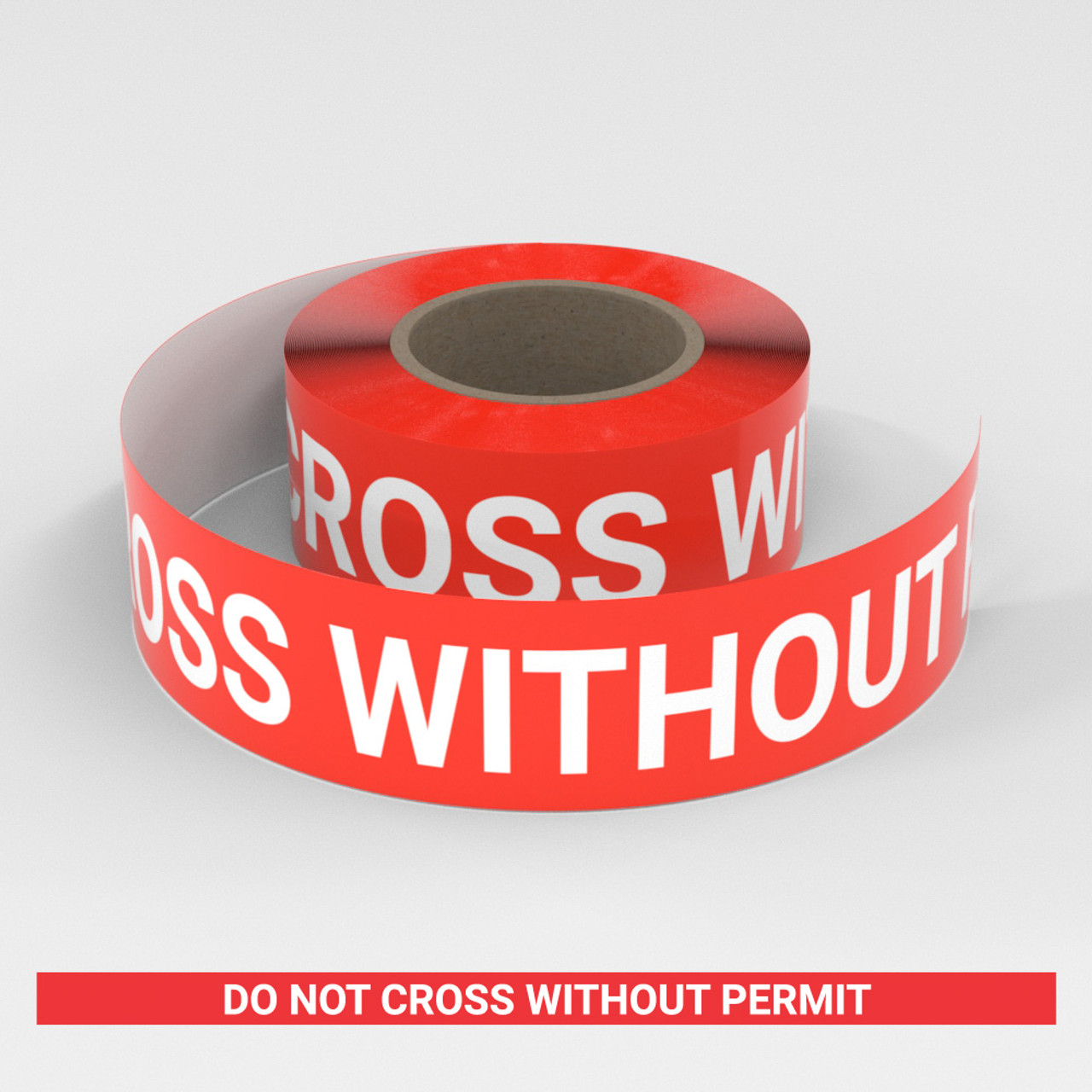 Do Not Cross Without Permit Smart Stripe Inline Printed Floor Tape