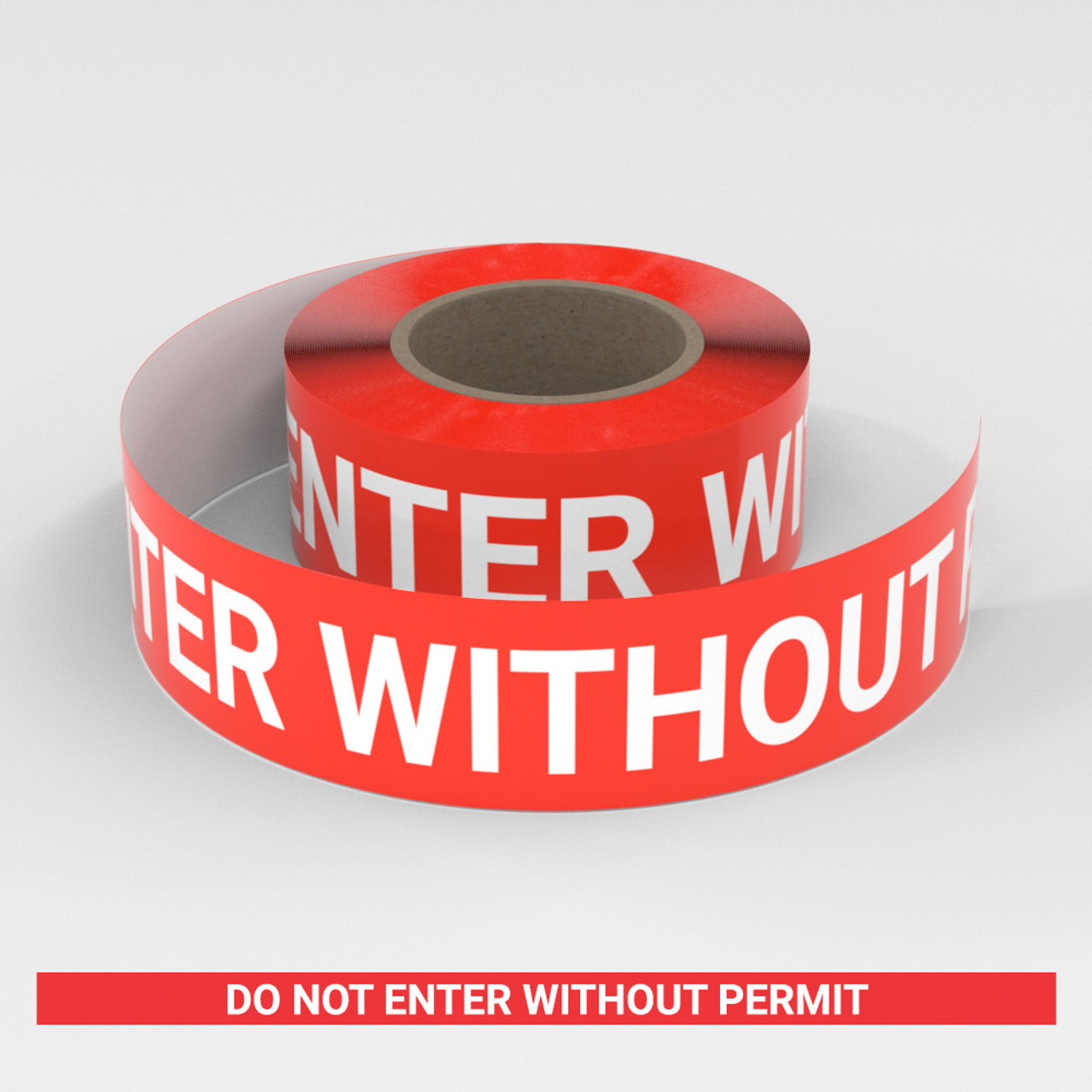 Do Not Enter Without Permit Smart Stripe Inline Printed Floor Tape
