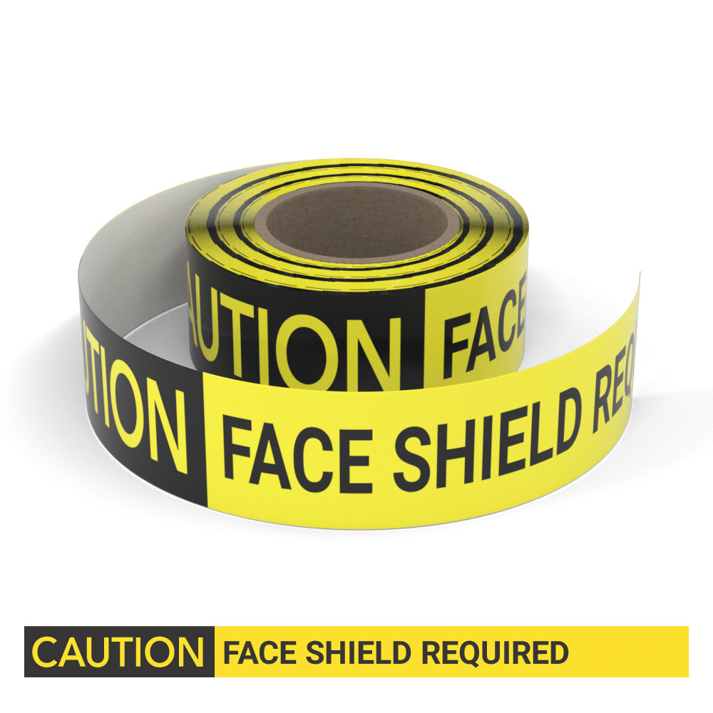 Caution: Face Shield Required - Smart Stripe Inline Printed Floor Tape ...