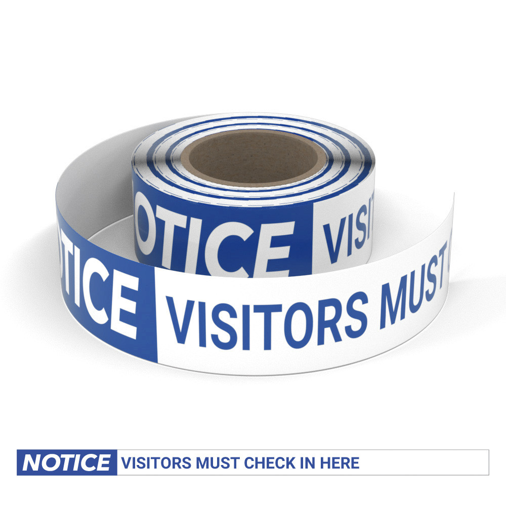 Notice: Visitors Must Check In Here - Smart Stripe Inline Printed Floor ...