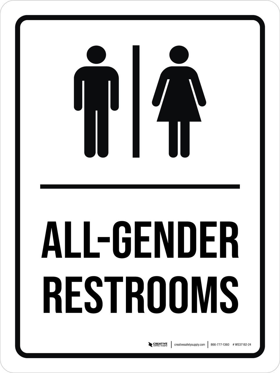 All-Gender Restrooms Portrait - Wall Sign | Creative Safety Supply