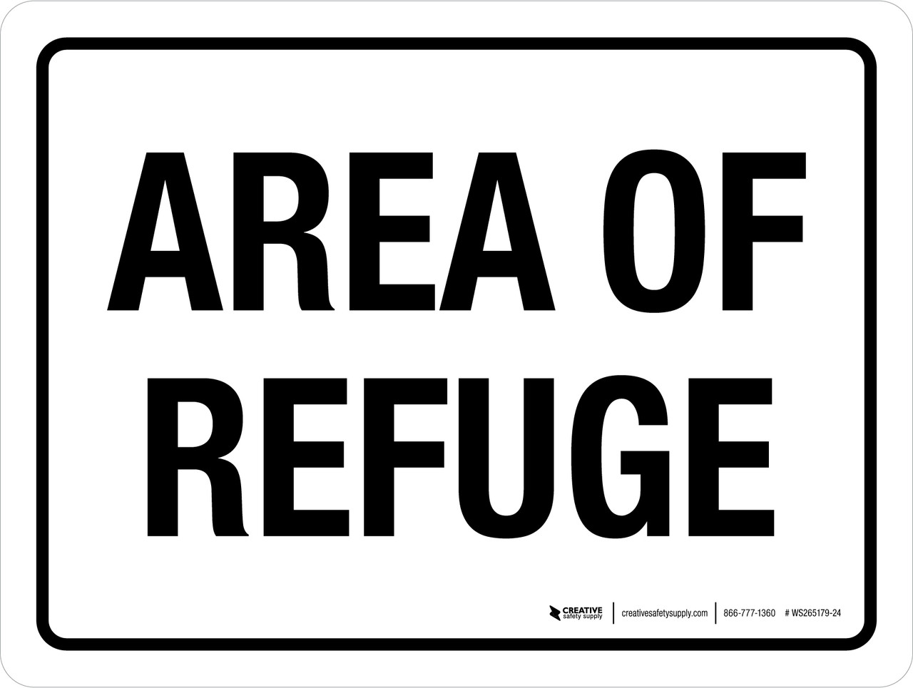 Area Of Refuge White Landscape - Wall Sign