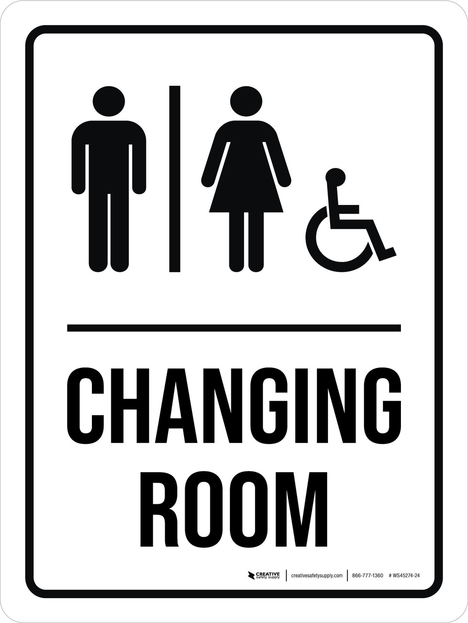 Changing Room Unisex (with Wheelchair Icon) Portrait - Wall Sign ...