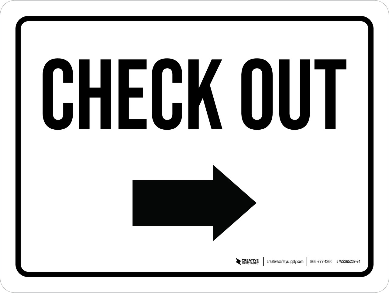 Check Out (Arrow Right) Landscape - Wall Sign