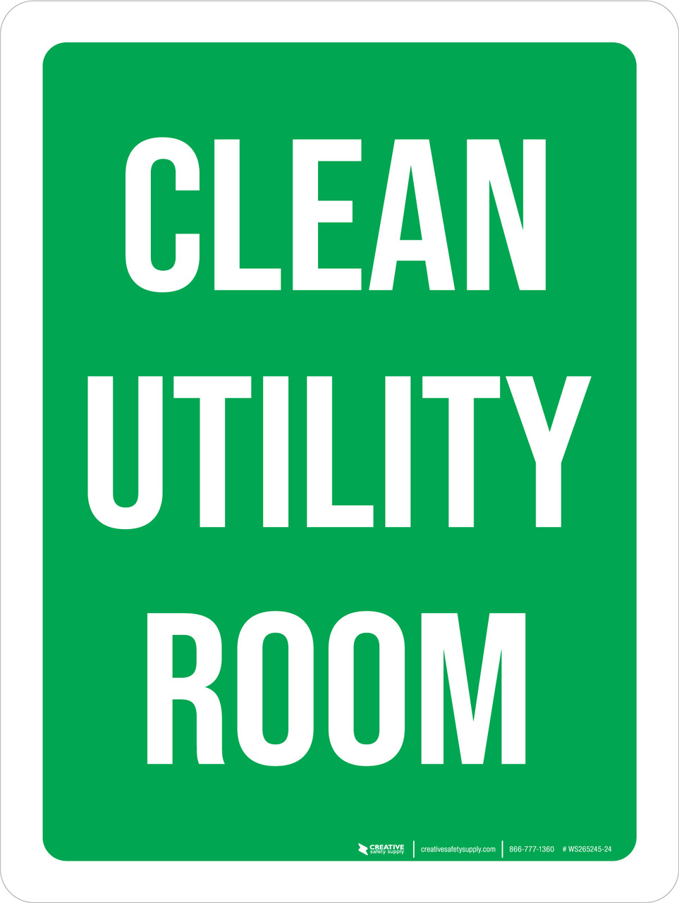 Clean Utility Room Green Portrait - Wall Sign