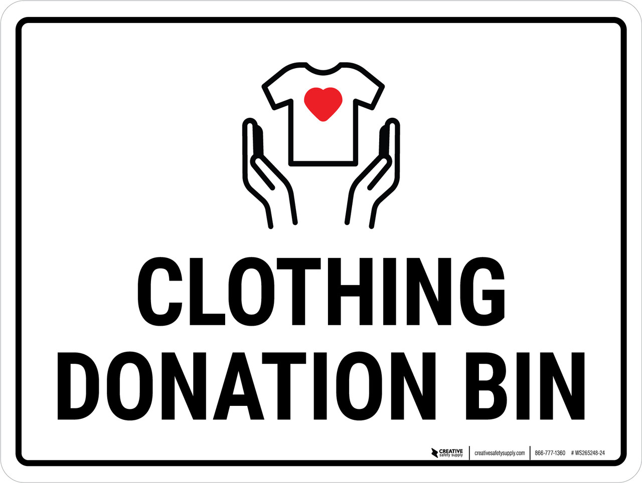 Clothing Donation Bin Landscape - Wall Sign