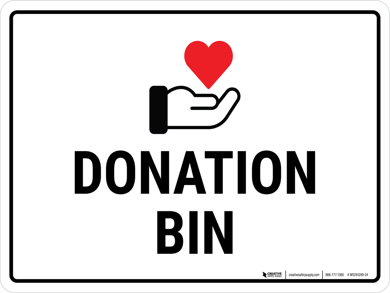 Donation Bin with Icon Landscape - Wall Sign