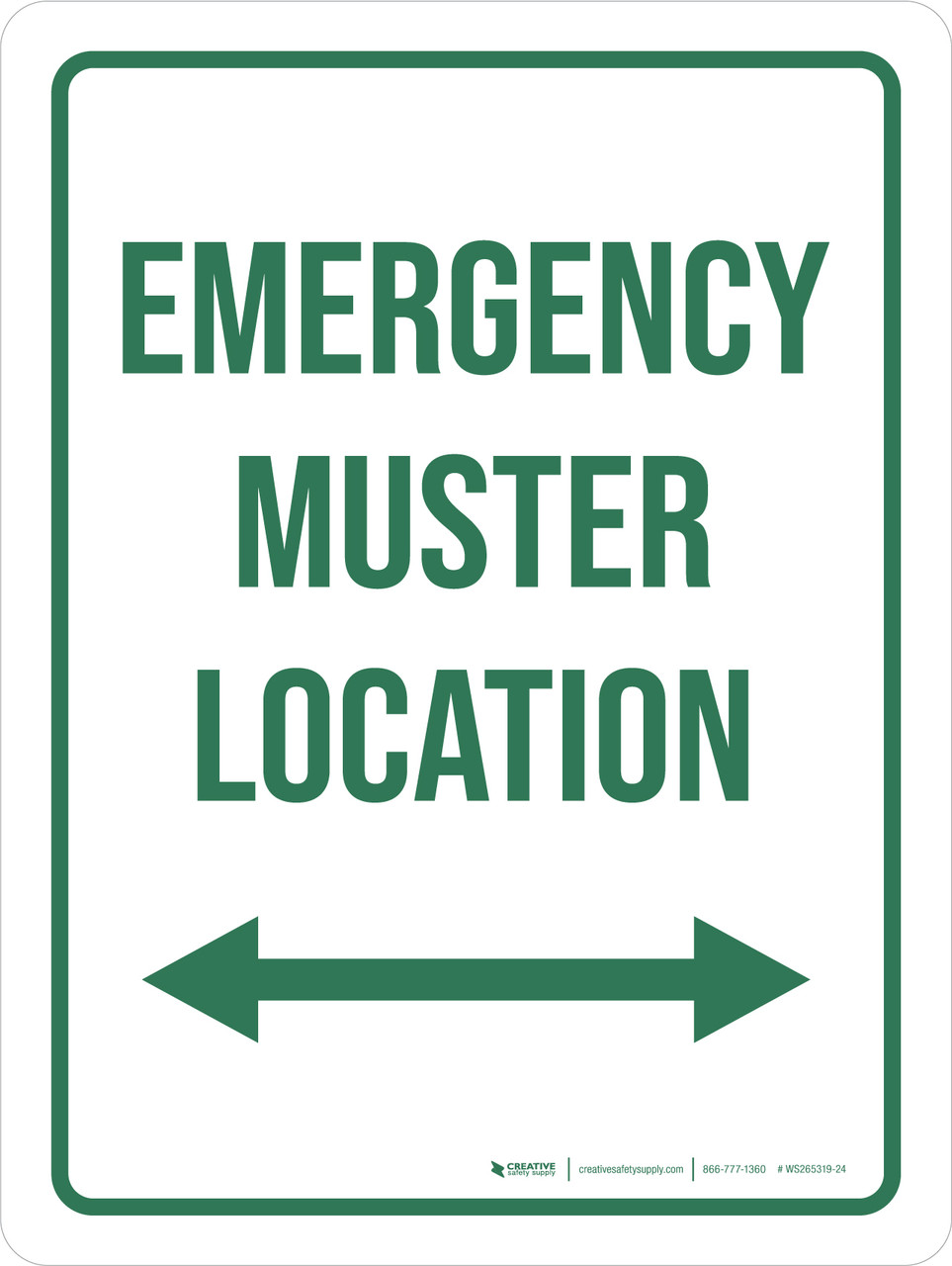 Emergency Muster Location (Double Arrow) Portrait - Wall Sign
