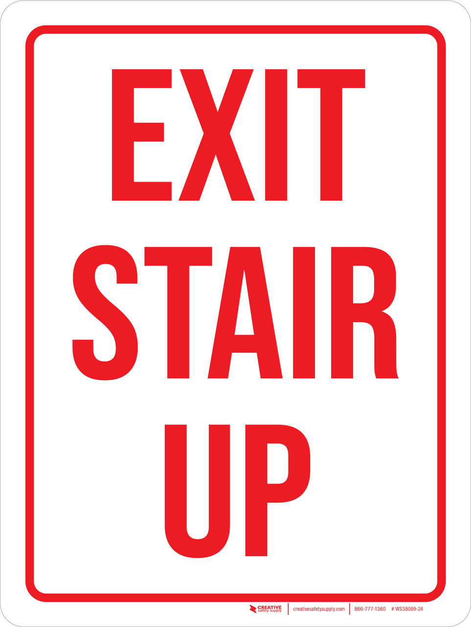 Exit Stair Up Red Portrait - Wall Sign