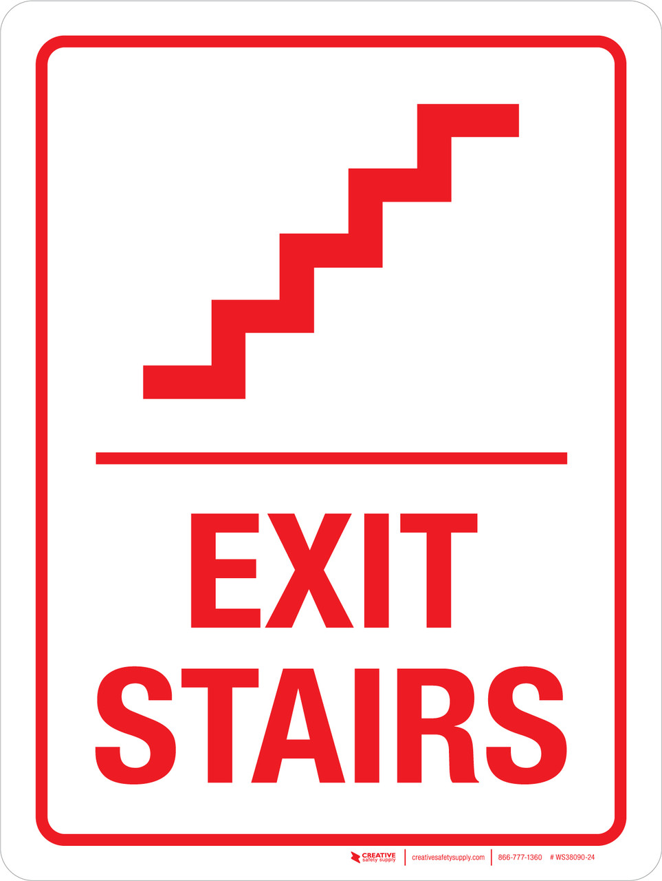 Exit Stairs Red Portrait - Wall Sign