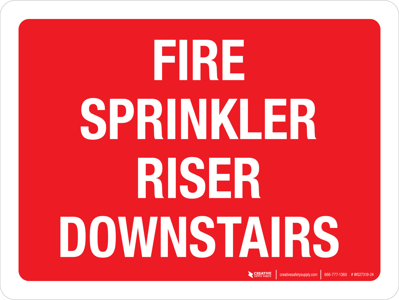 Fire Sprinkler Riser Downstairs Red Landscape - Wall Sign