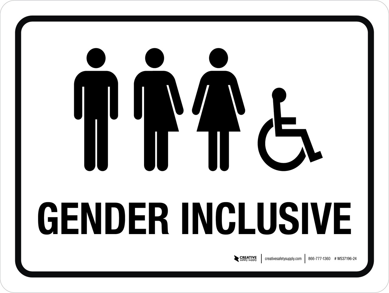 Gender Inclusive (with Wheelchair Icon) Landscape - Wall Sign
